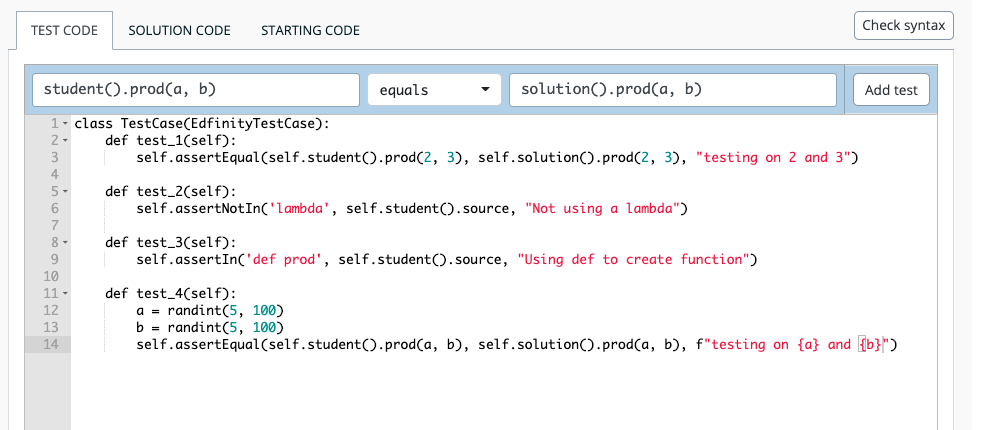 Authoring A Code Correctness Problem Using Python Help Center