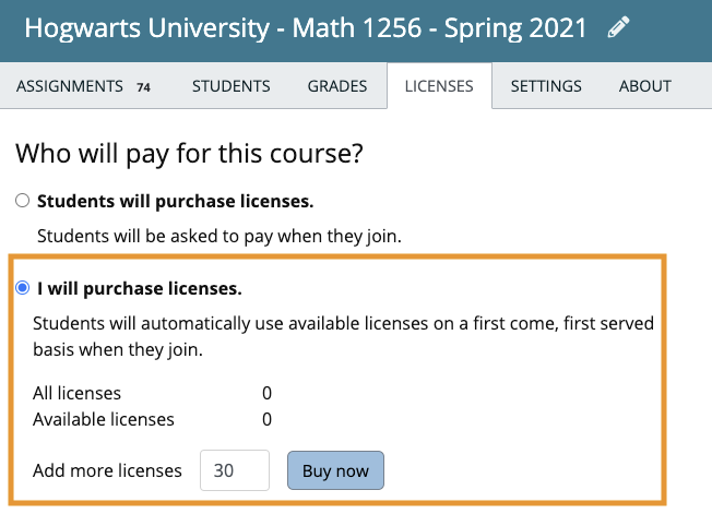 Adding Licenses To An Edfinity Section As An Institution Or Instructor