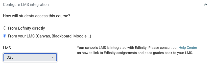 Integrating D2L Brightspace with Edfinity (LTI 1.1) – Help Center